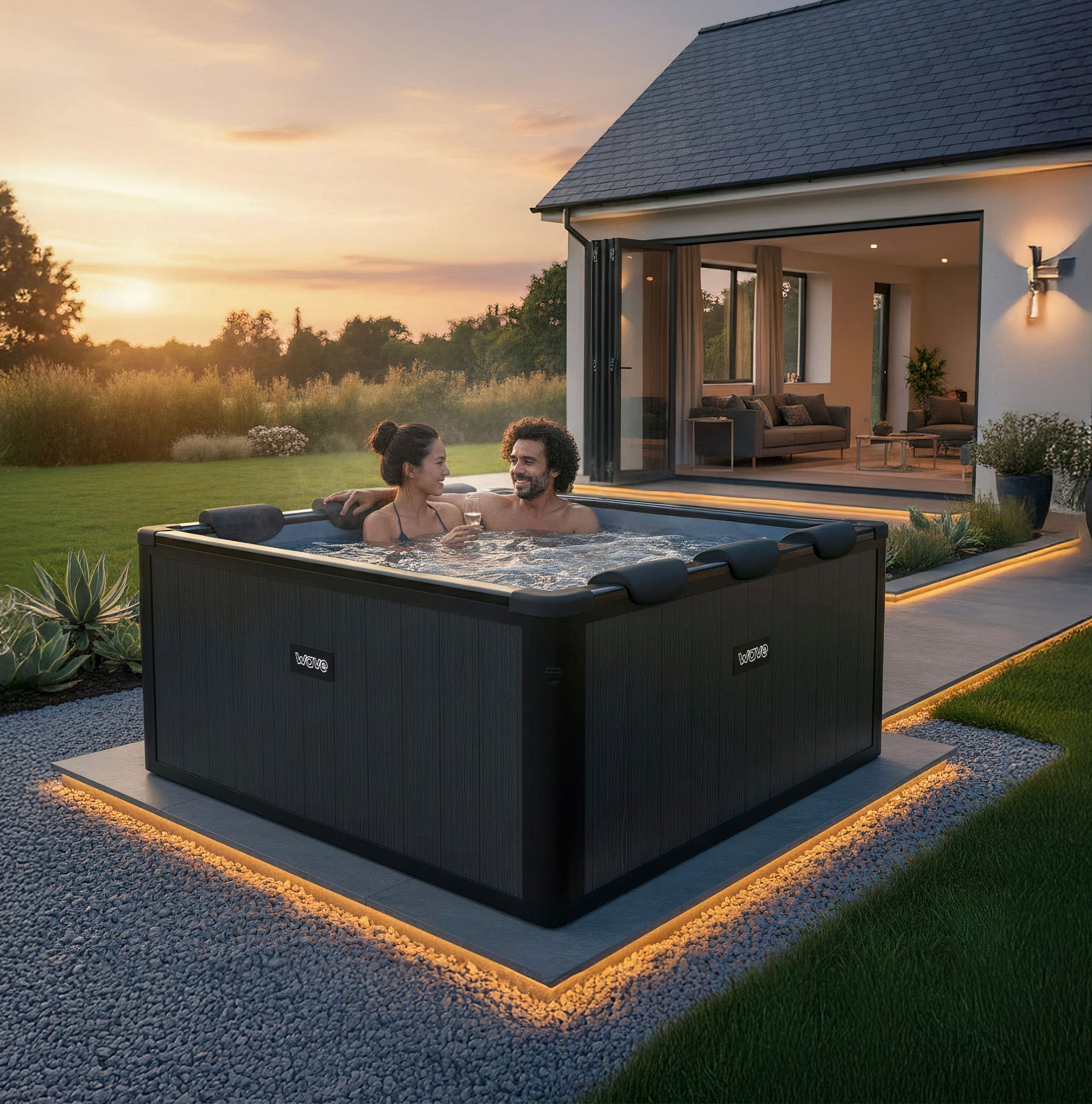 Wave Adriatic 6-Person Square Hot Tub | Luxury Aluminium Frame Spa ...